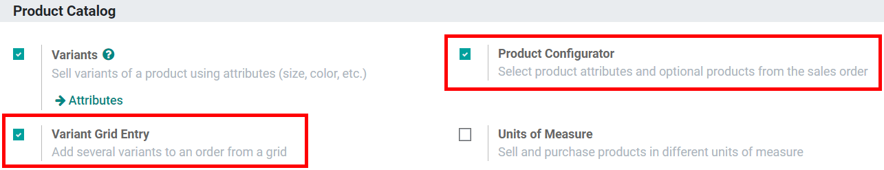 Use product variants on quotations and sales orders — Odoo 16.0 ...